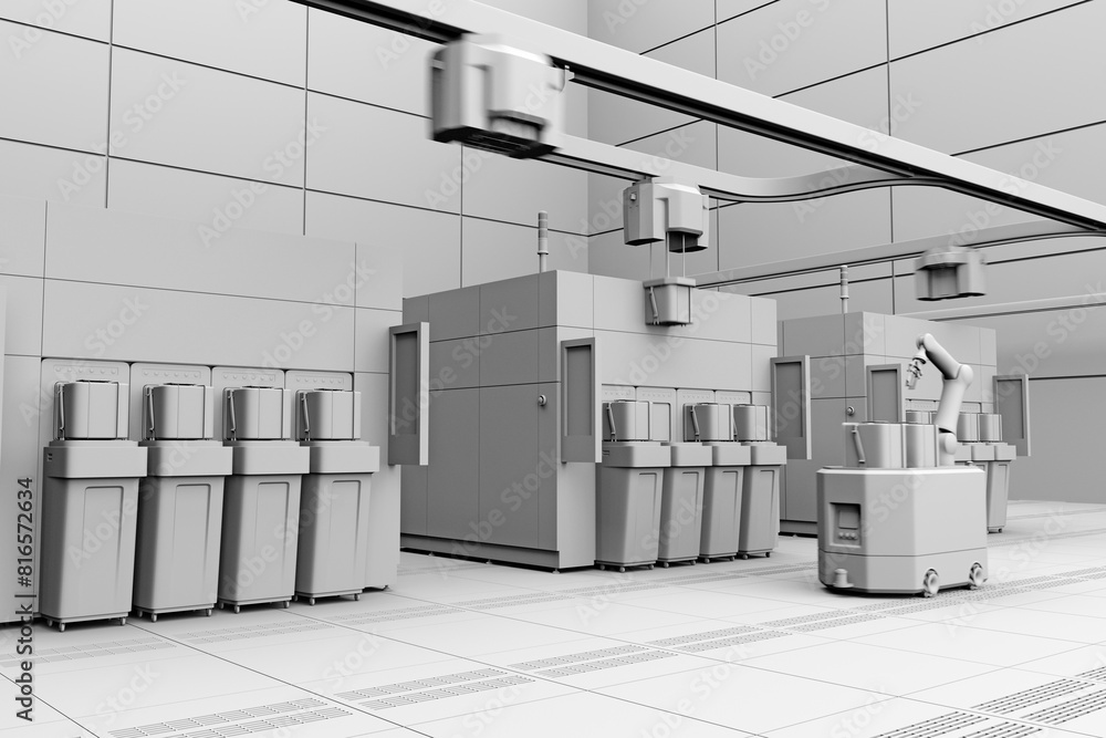 Clay rendering of Semiconduct Wafer Cleaning, Etching system and OHT ...