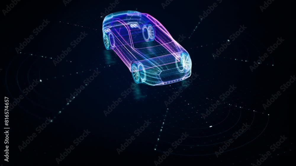 Advanced holographic motion graphics vividly depict an autonomous ...