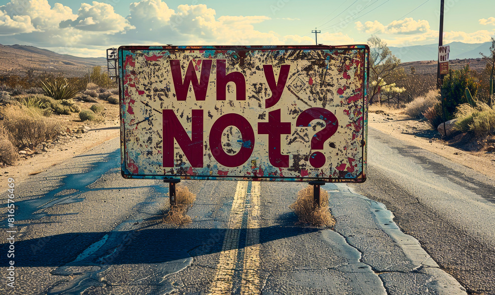 Why Not? Graffiti Sign on Desert Road - Motivational Inspirational ...