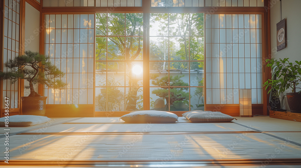Living room with Japanese-style interior design, details of a ...