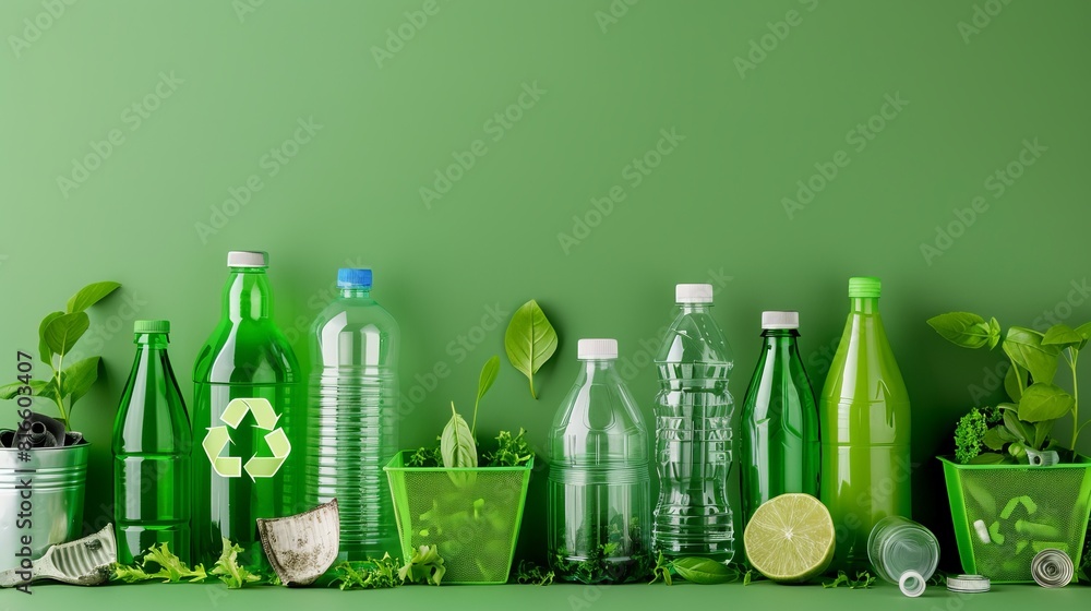 Banner for the main page of the site about waste recycle with in green ...