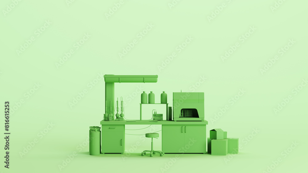 Green laboratory equipment science lab research modern workplace mint ...