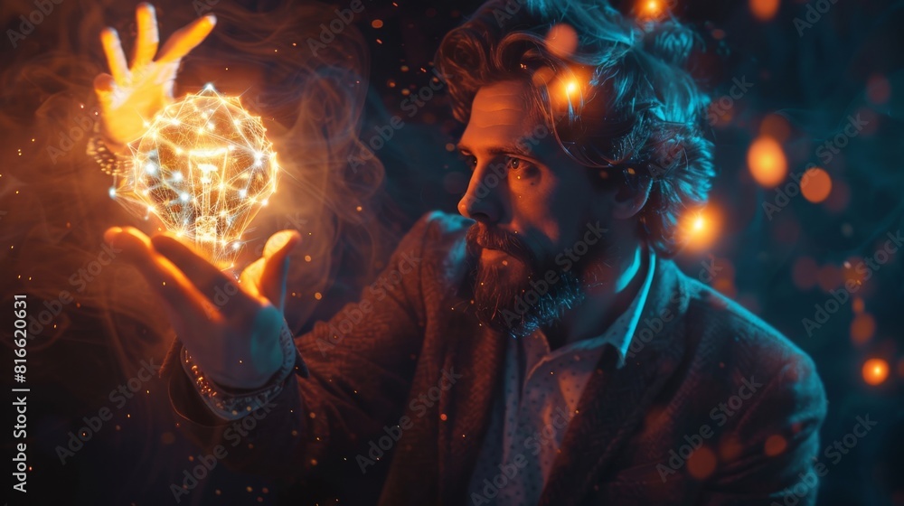 Dynamic stock photos showcasing a businessman holding a light bulb ...