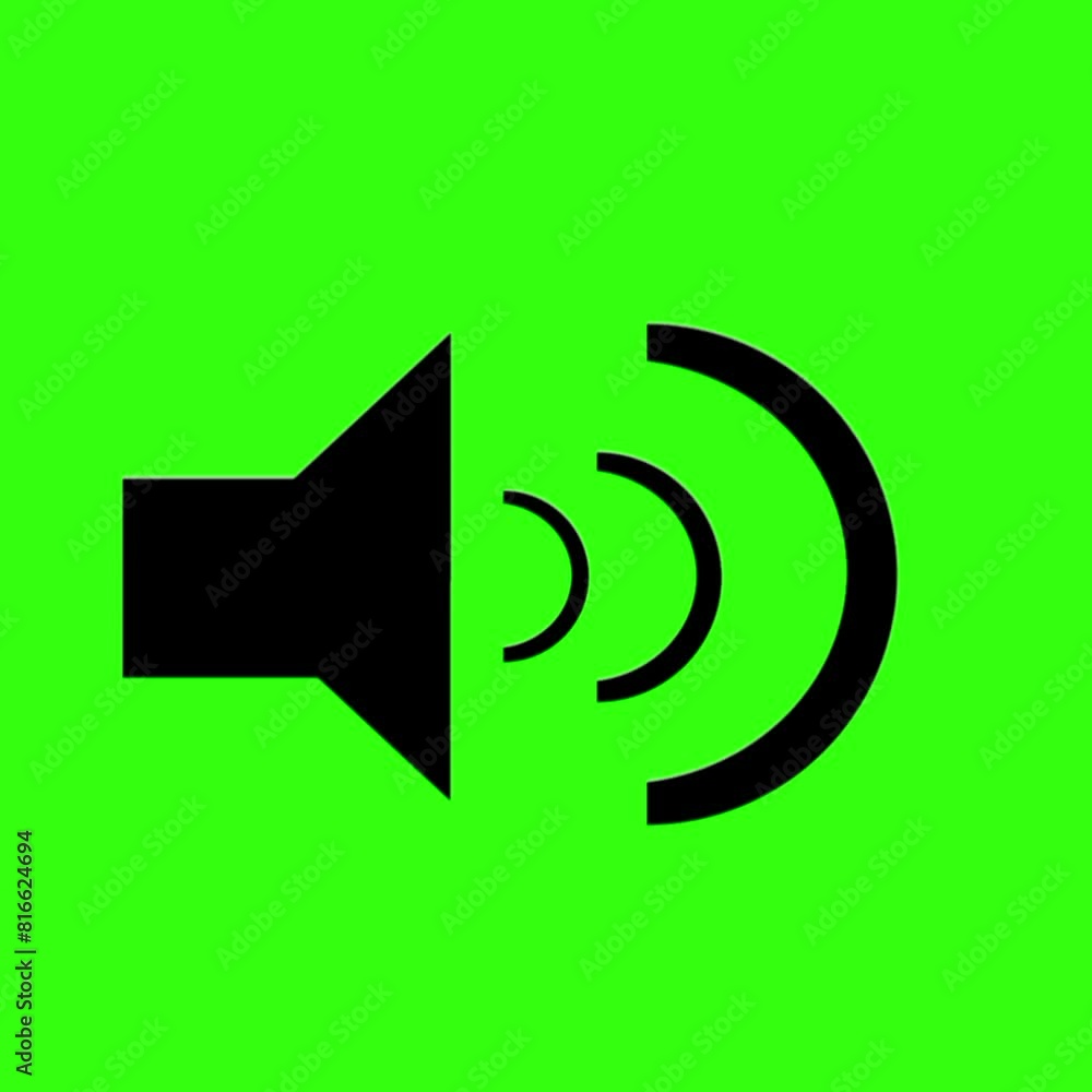 Classic Icon speaker emoji animation on green screen, mute , volume up ...
