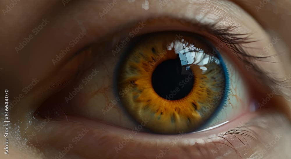 Close-up macro photography of a human eyeball with long eyelashes ...