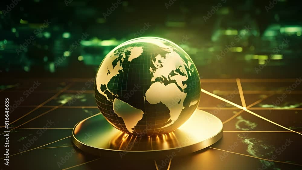 Hi-tech hologram of planet Earth with glowing vector chart of ...