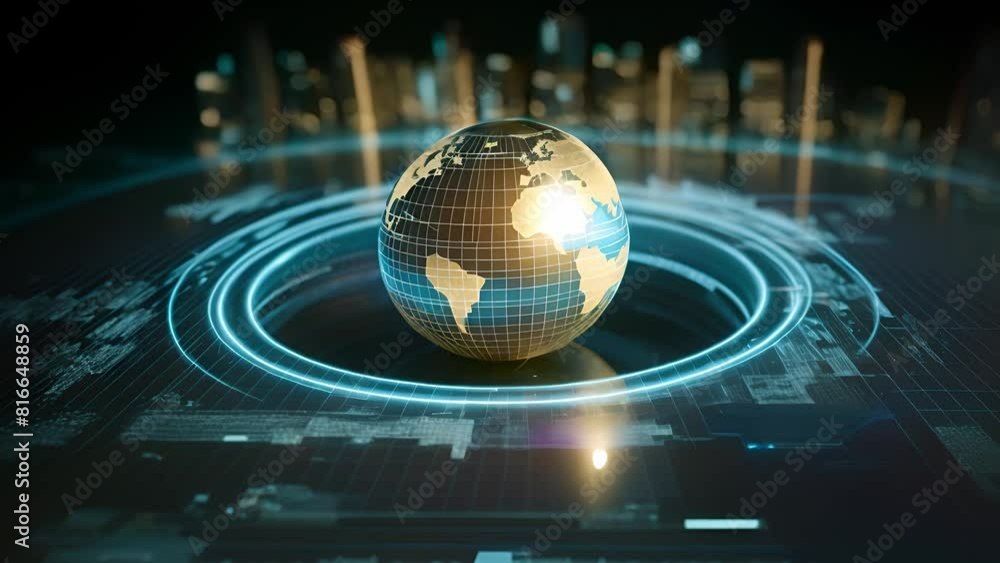Hi-tech hologram of planet Earth with glowing vector chart of ...