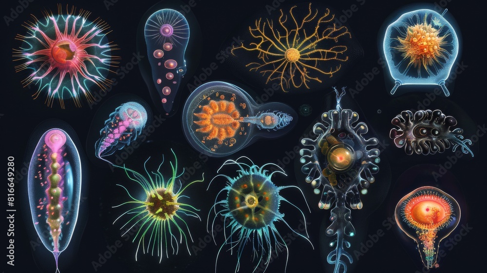 Protozoa Illustrate different types of protozoa capturing their diverse ...