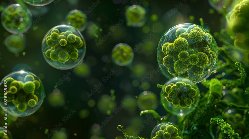 Volvox Show the spherical colonies of Volvox highlighting their green ...