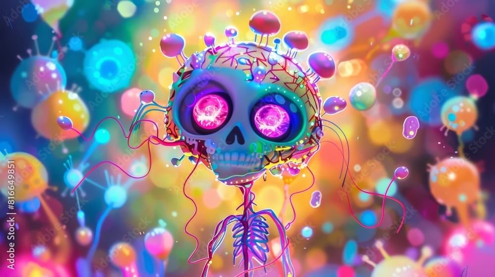 Chibi Art of a cute figure with a cartoonishly bright and cheerful ...