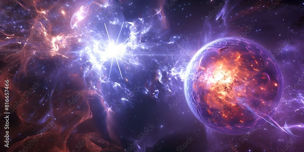 Gravitational Interaction Between Two Stars in a Binary System. Concept ...