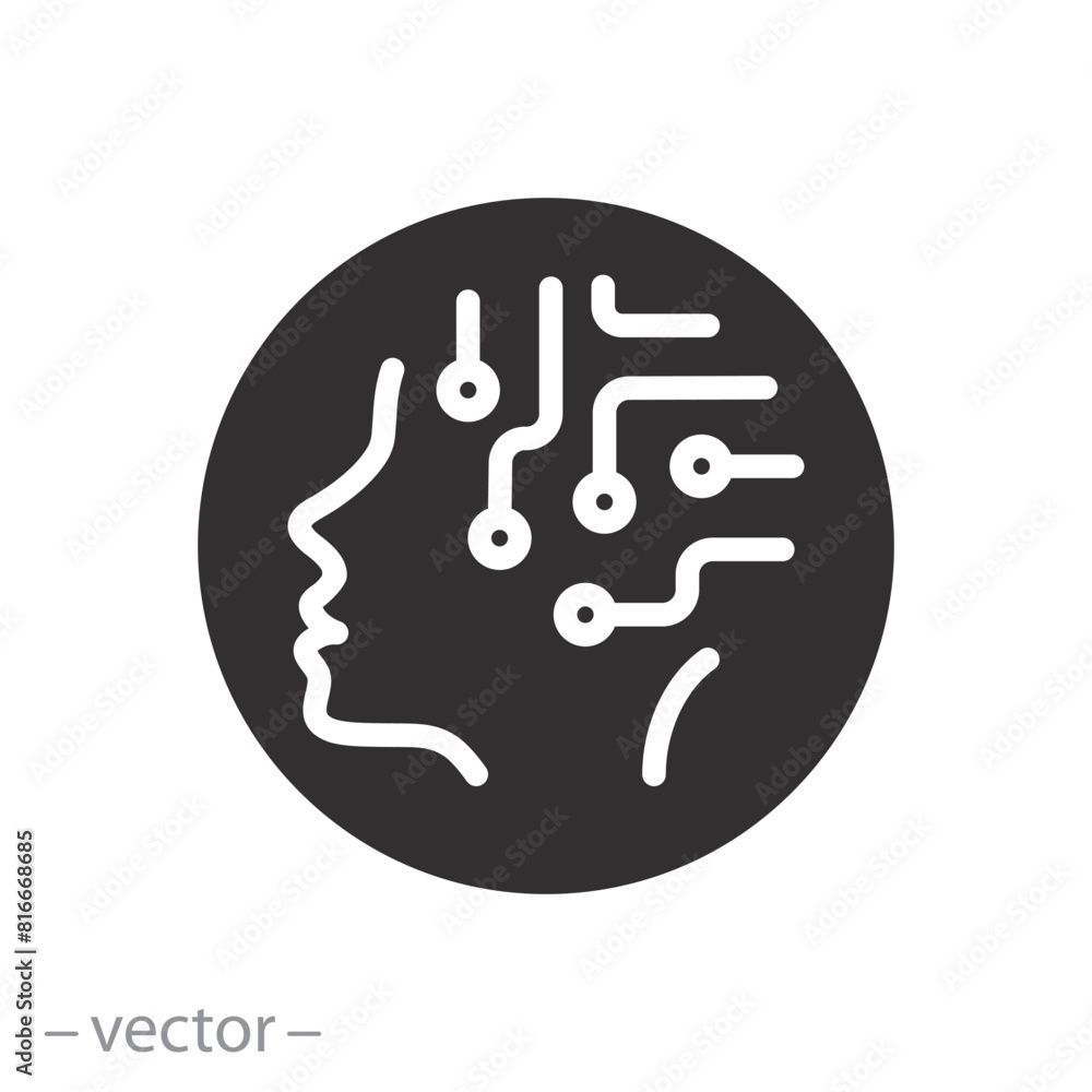 circuit intelligent robot icon, artificial brain, ai concept, future ...