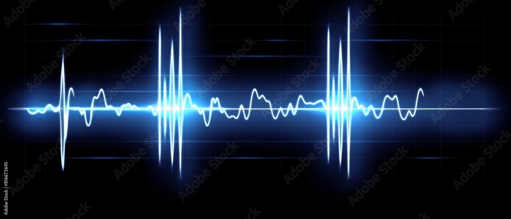 Blue neon light heart beating illustration - heartbeat line. EKG ...
