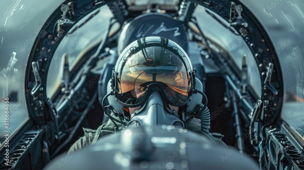 Skilled Fighter Pilot in Full Gear Maneuvering Aircraft with Precision ...