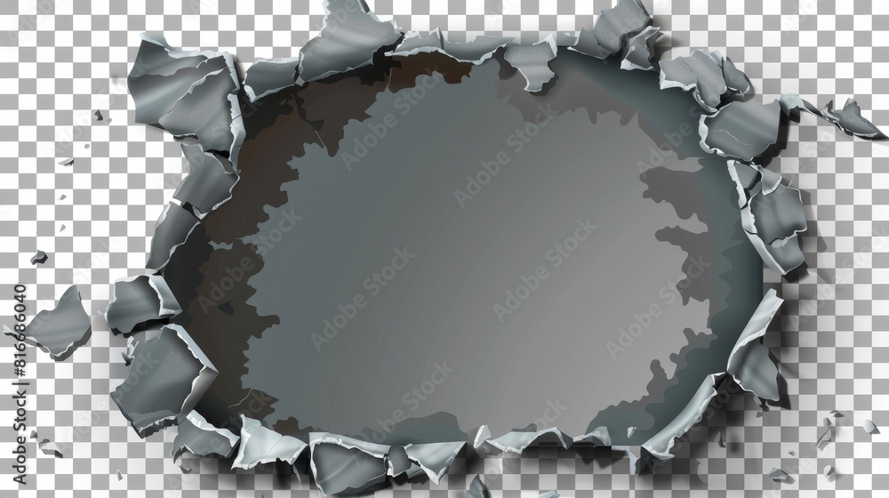 Realistic 3D modern illustration, clipart, realistic metal rip hole ...