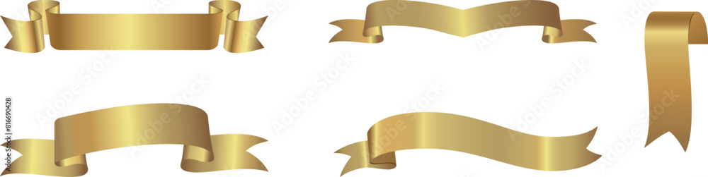 Golden award ribbon banners for text. Blank Gold award Ribbon ...