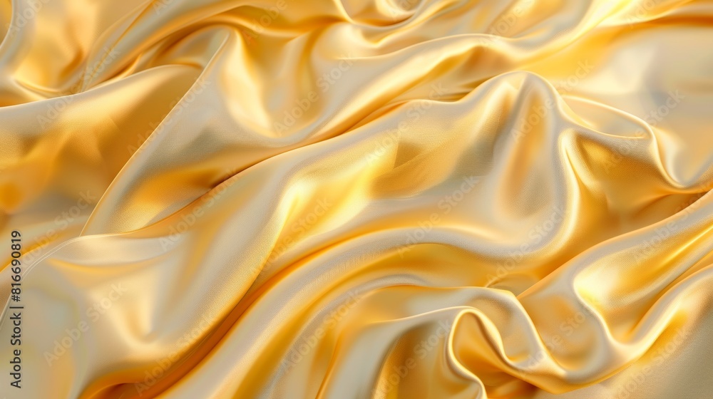 Folded gold silk fabric background for poster design. Soft wave design ...