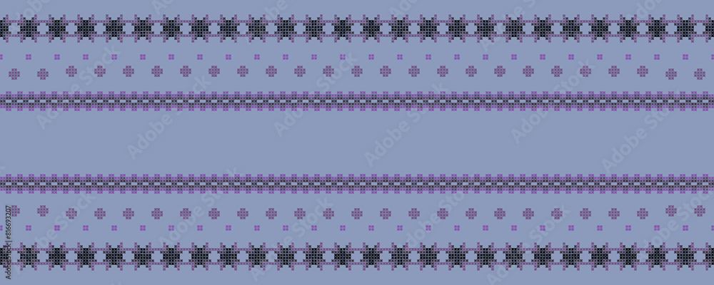 Cross stitch pattern. Drawing needlework geometric ethnic pattern ...