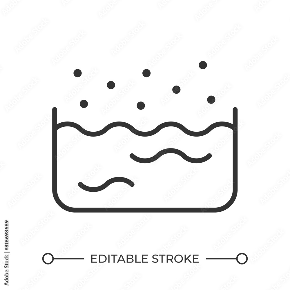Evaporation linear icon. Rainwater reservoir. Water condensation and ...