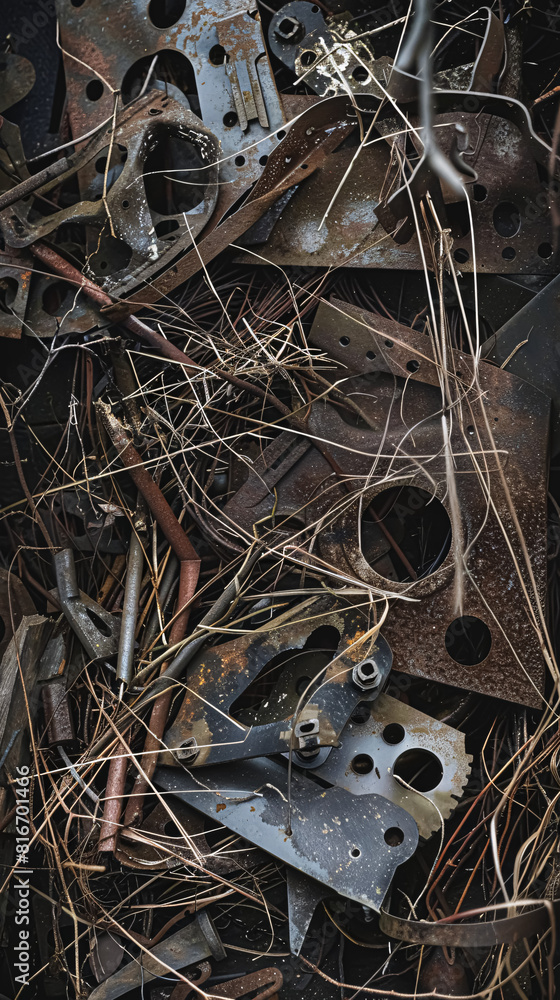 Rusty metal background. Old rusty tools and instruments on the ground ...