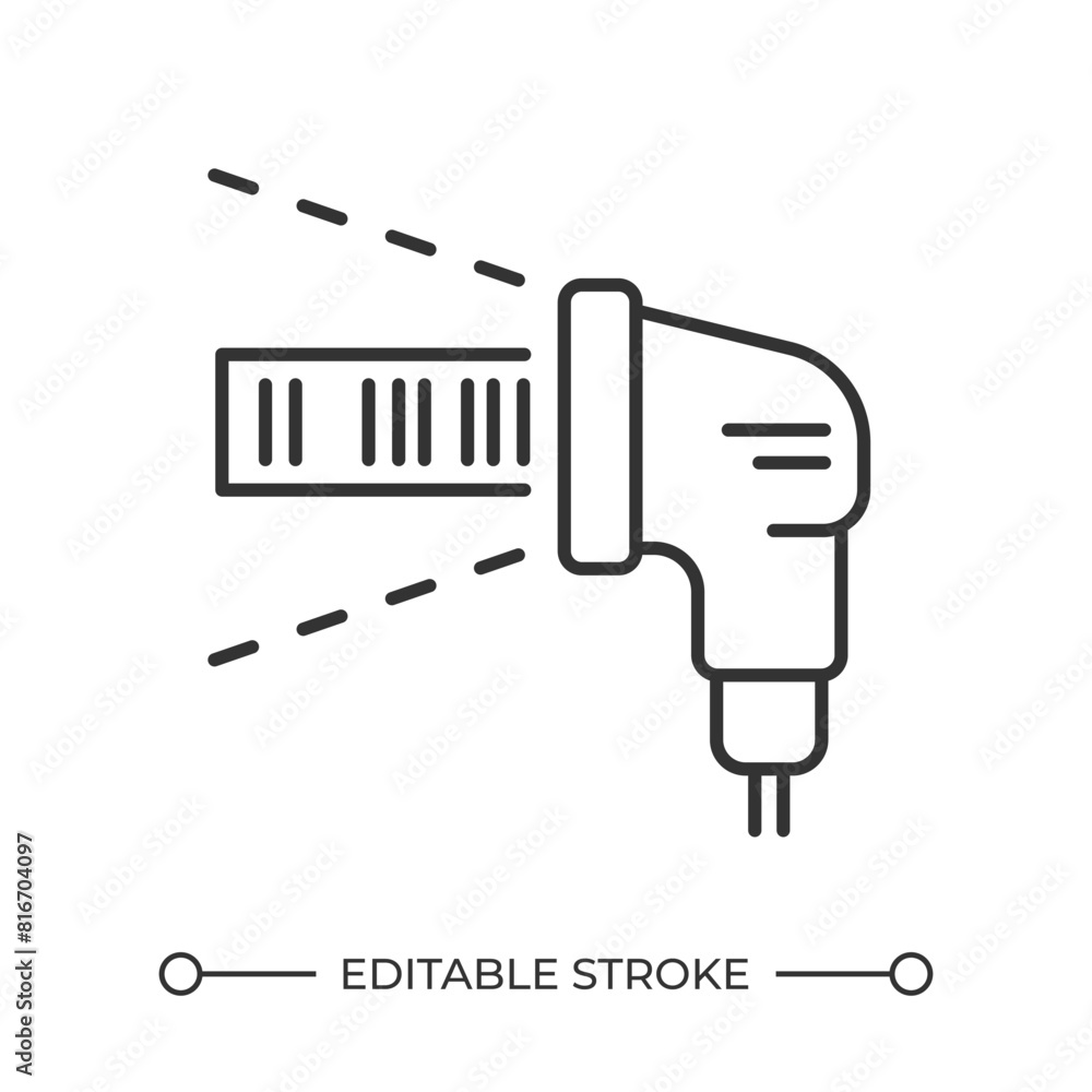 Barcode scanner linear icon. Retail technology. Store equipment ...