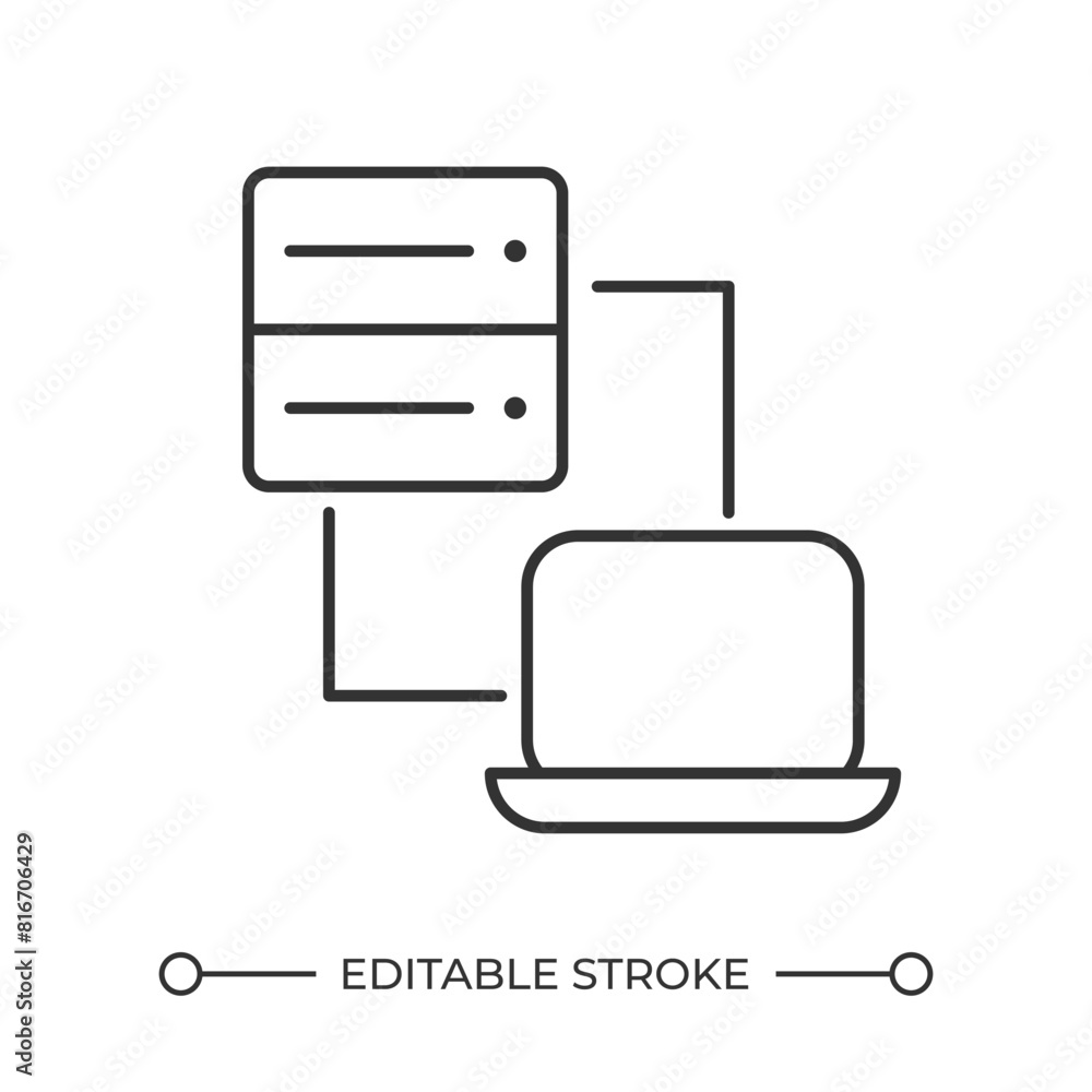 Extranet linear icon. Access to server. Computing infrastructure ...