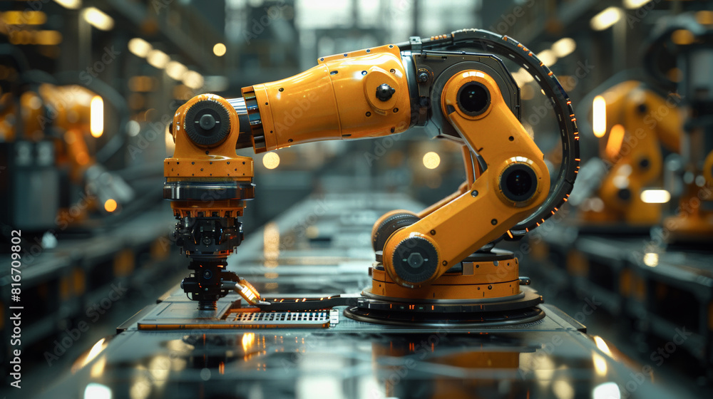 Technological Revolution: A robotic arm in a high-tech factory Stock ...