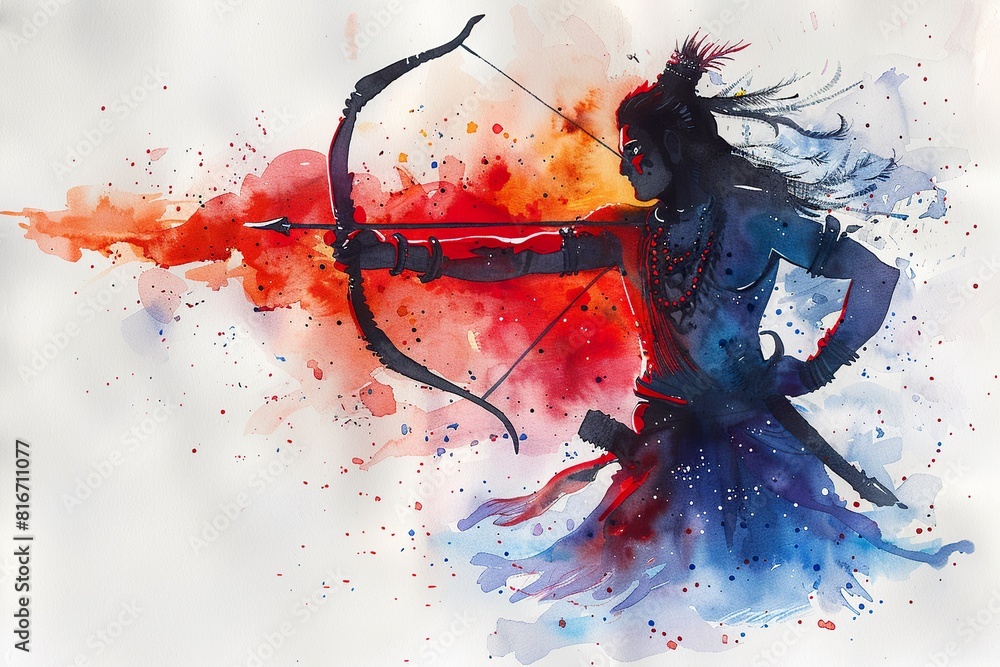 Realistic illustration of lord rama holding a bow and arrow. Stock ...