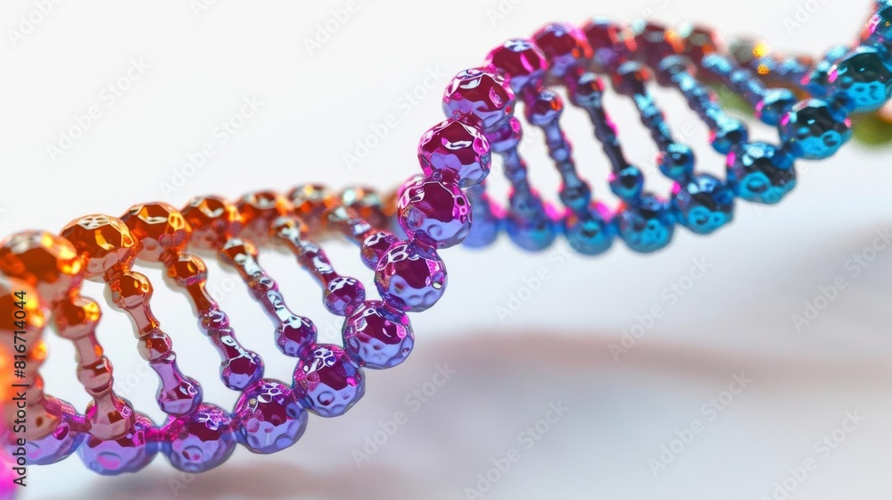 Vibrant 3D model of a DNA strand with a segment highlighted to show ...