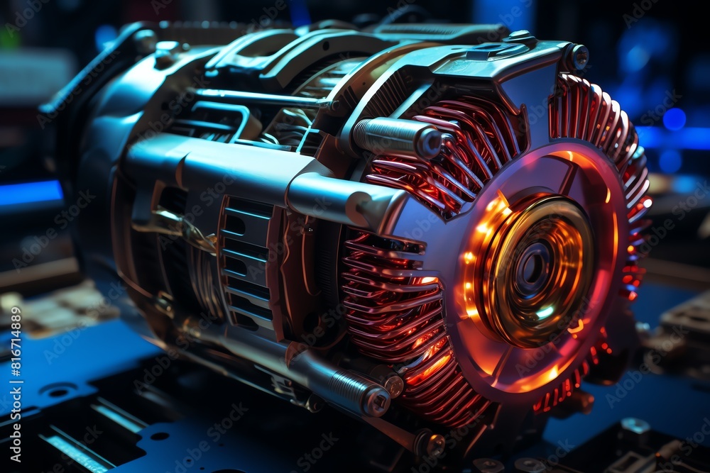 ภาพประกอบสต็อก Alternator in a car, highlighted to show its role in ...