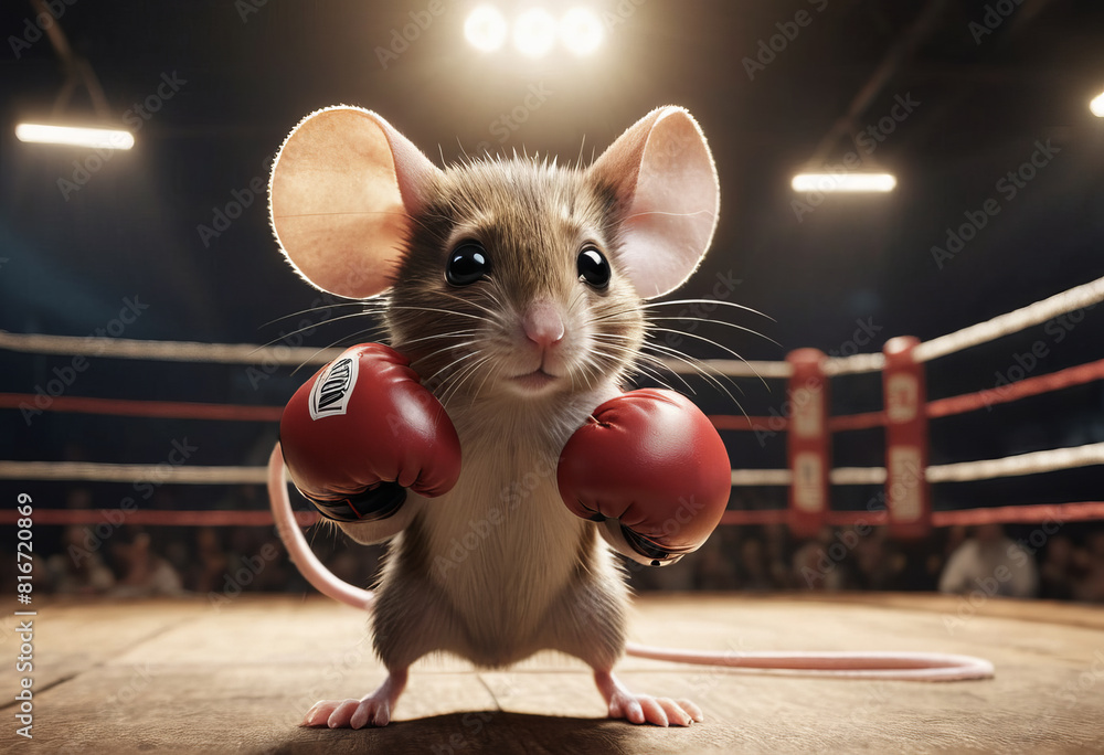 Boxing Mouse Ready for a Fight in the Ring: An Enchanting Digital ...