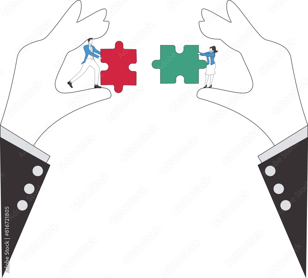 Combine puzzle pieces Teamwork, Achievement, Analyzing, Aspirations ...