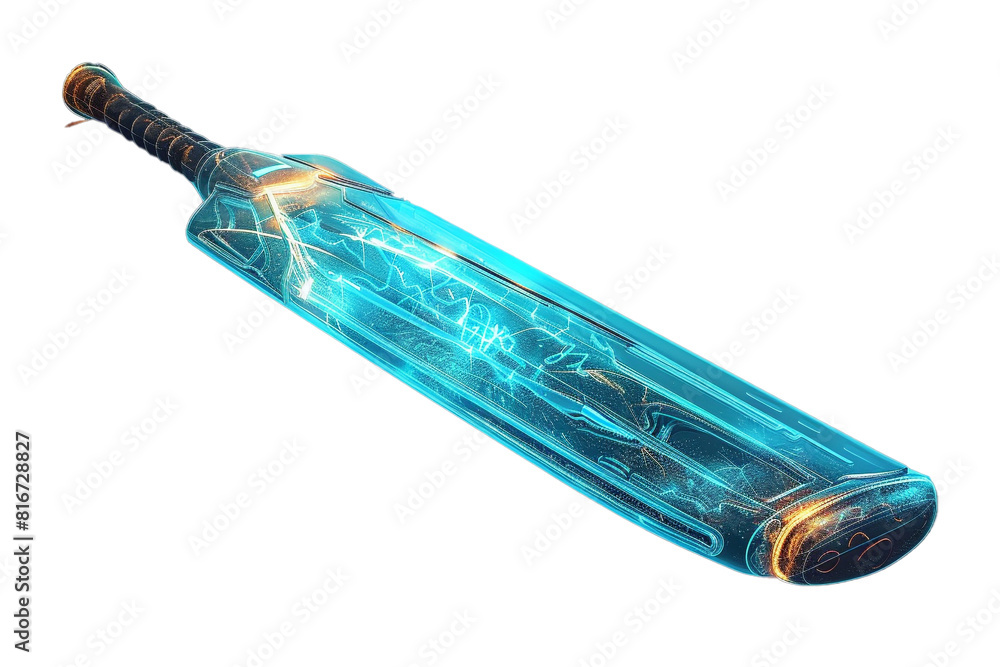 A futuristic cricket bat made of advanced composite materials, isolated ...