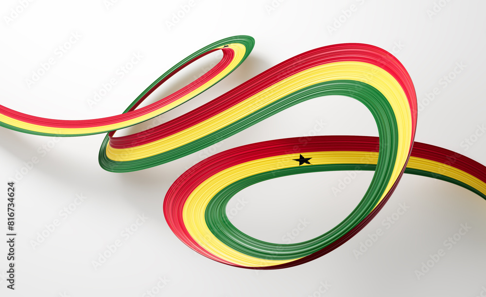 3d Flag Of Ghana 3d Shiny Waving Ghana Ribbon Flag On White Background ...