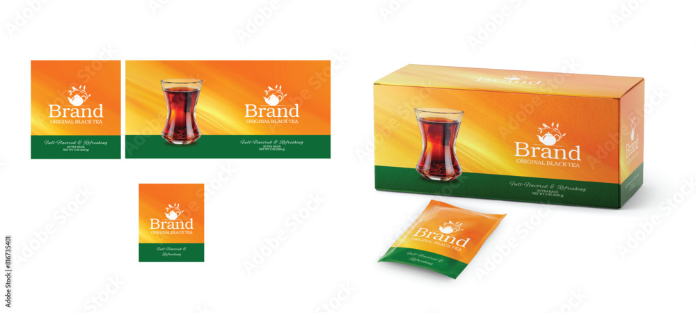Premium tea packaging design label design Stock Vector | Adobe Stock