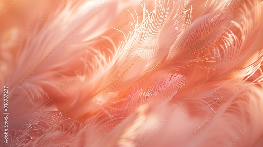 A peach fuzz color bird feathers gradient background without anything ...