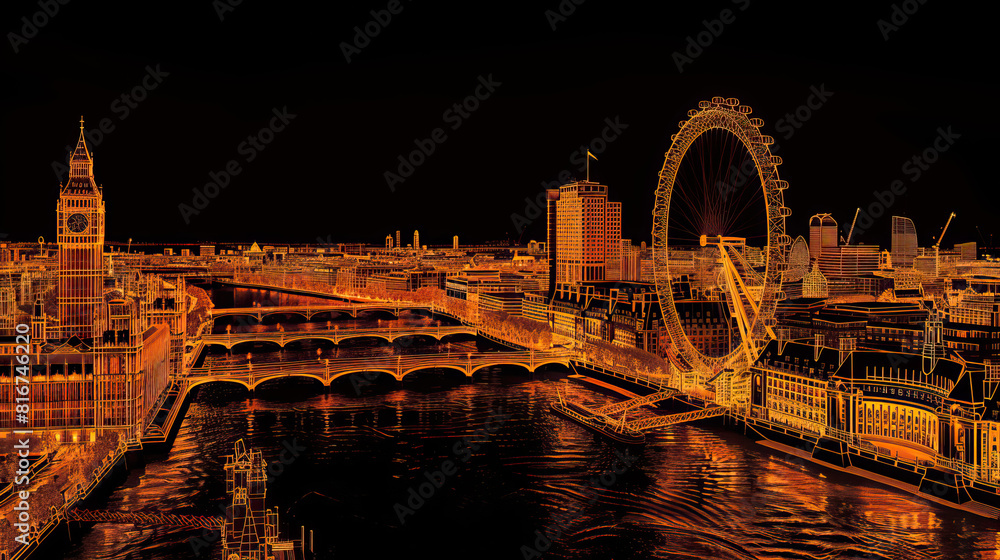 Technical visual, 3D LiDAR GIS aerial map scan isolated against black ...