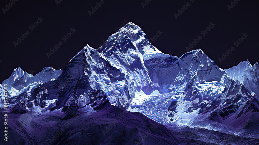 Technical visual mountain 3D LiDAR GIS aerial map, Mount Everest and ...