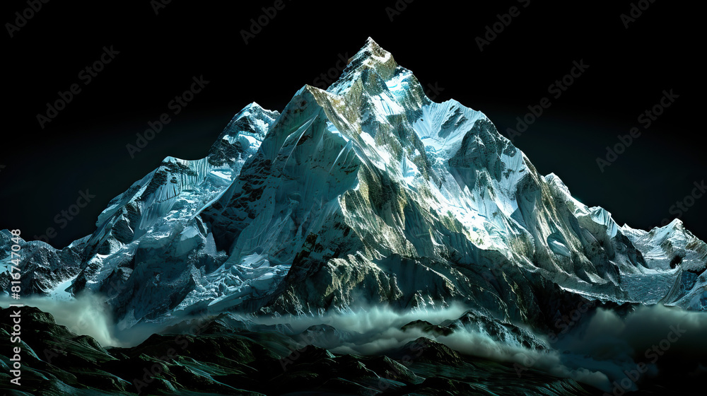 Technical visual mountain 3D LiDAR GIS aerial map, Mount Everest and ...