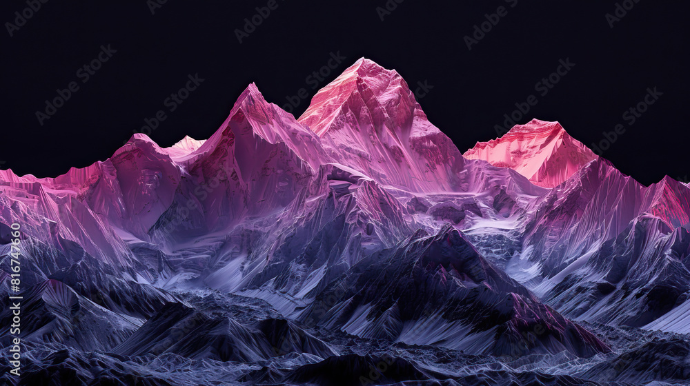 Technical visual mountain 3D LiDAR GIS aerial map, Mount Everest and ...
