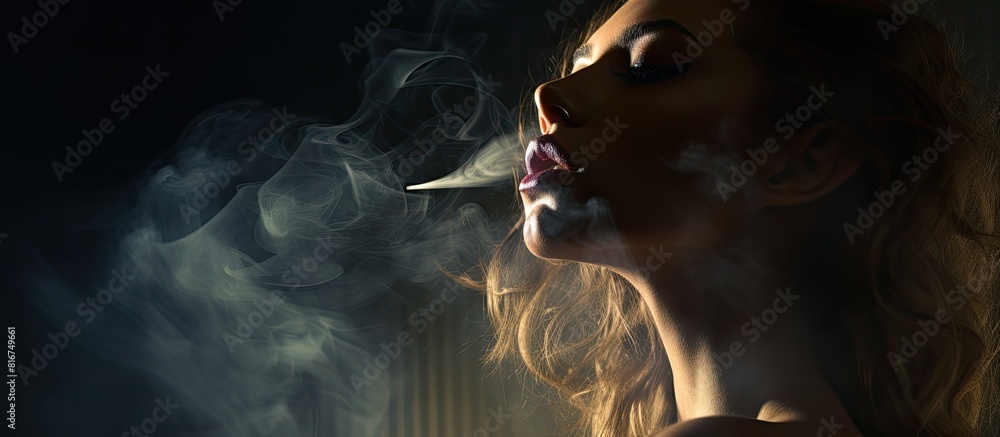 Copy space image of beautiful women smoking cigarettes portraying their ...