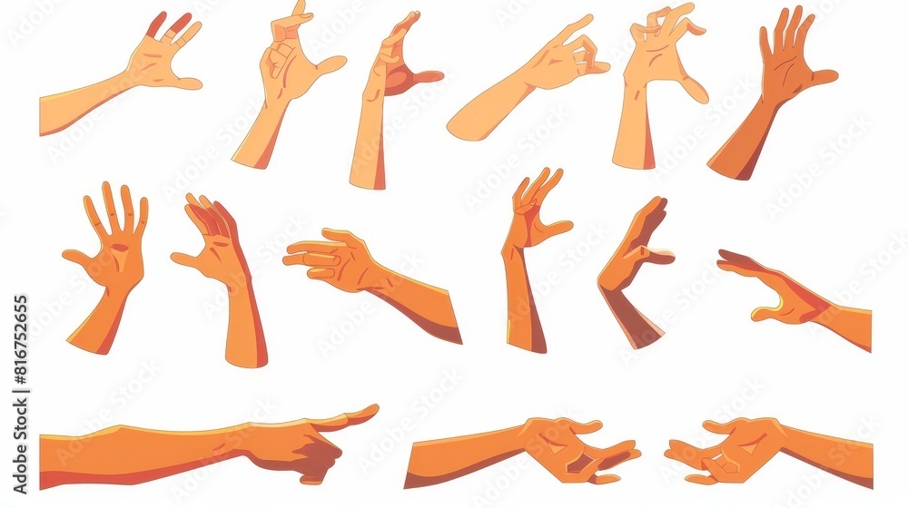 The gestures of the hand of a girl are shown in different poses. There ...