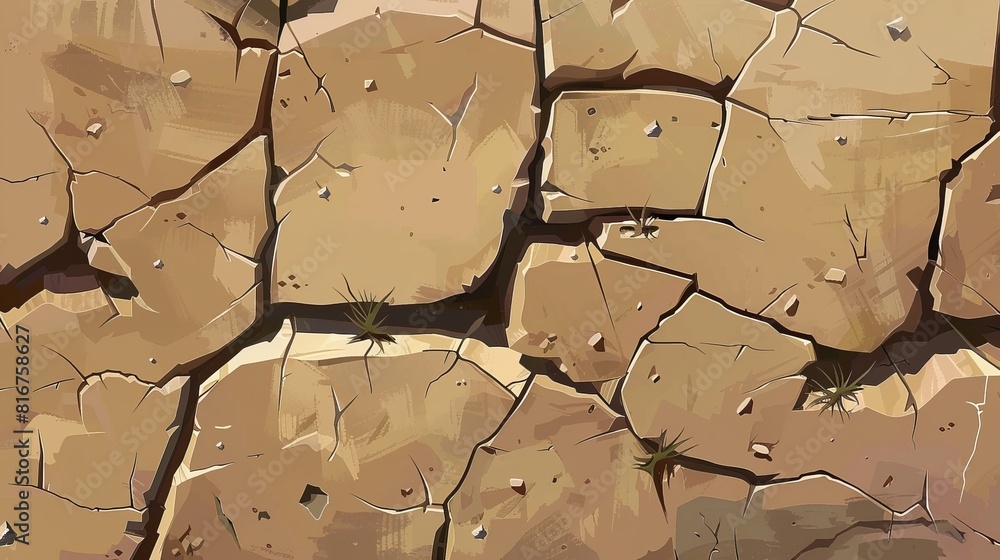 Detailed paint crack effect on broken ground. A broken wall plaster ...