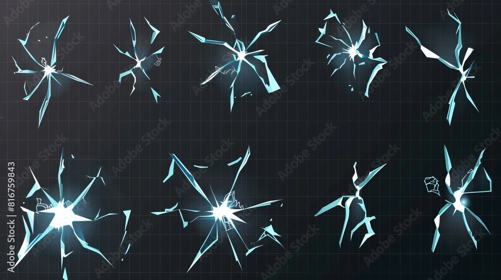 Set of realistic glass cracks isolated on transparent background ...