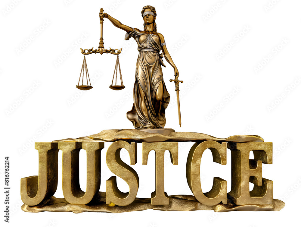 golden lady justice and justice word, Legal and law concept statue of ...