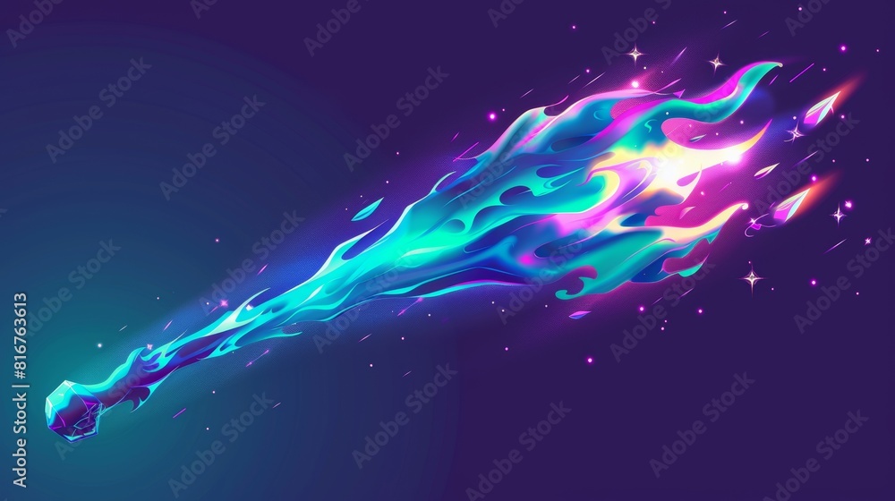 VFX light effect cartoon modern of a magic blast game. Magician spell ...