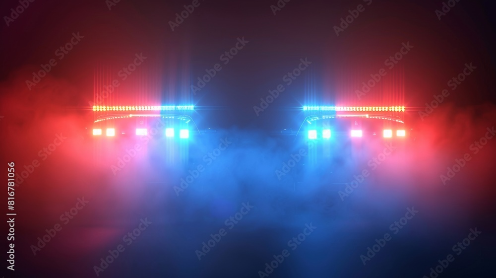 Siren flashing red and blue with overlay effect of police or ambulance ...