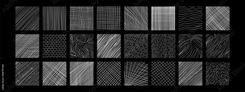 Set of hand drawn pencil line texture with different patterns ...