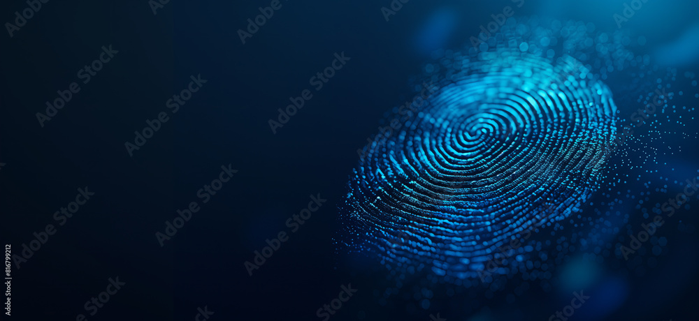 Blue shiny abstract fingerprint background banner. Symbolizing ...