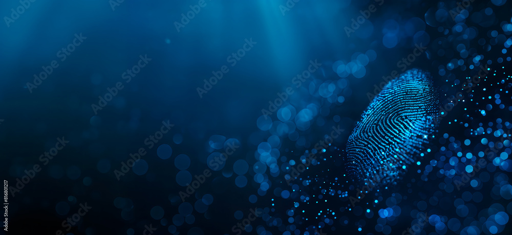 Blue shiny abstract fingerprint background banner. Symbolizing ...